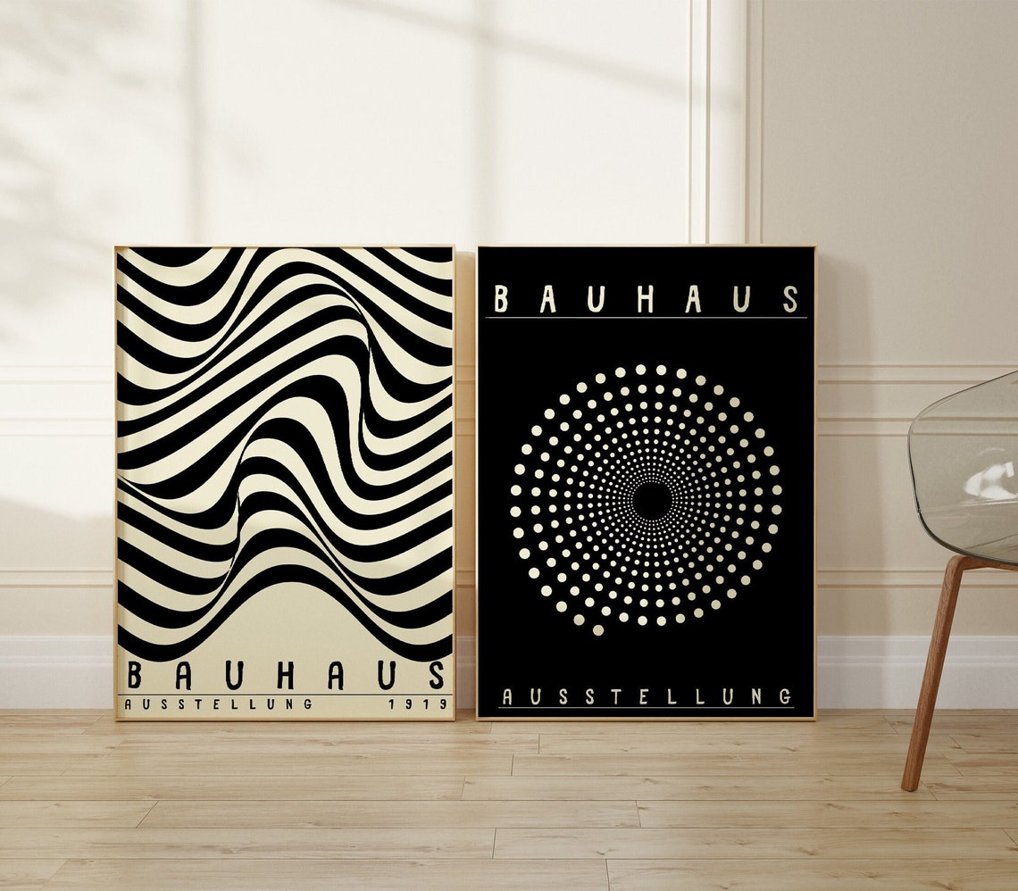 Bauhaus Printable Poster Set of 2 Mid Century Modern Print - Etsy