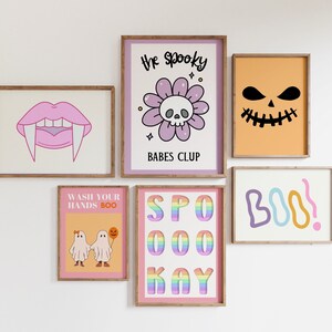 Pastel Halloween Decor Set of 20 Prints , Cute Halloween Art Modern ...