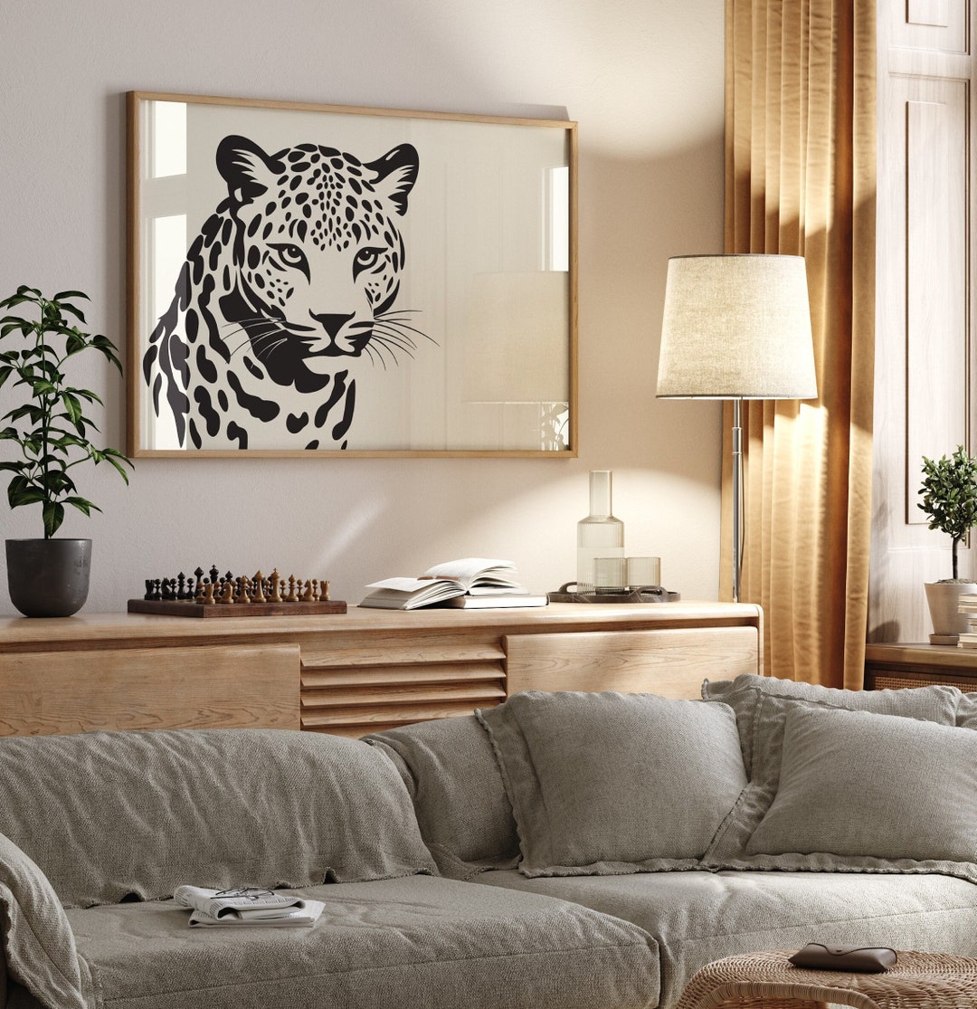 Cheetah Animal Print Black White Preppy Wall Art Preppy Dorm Room Decor ...