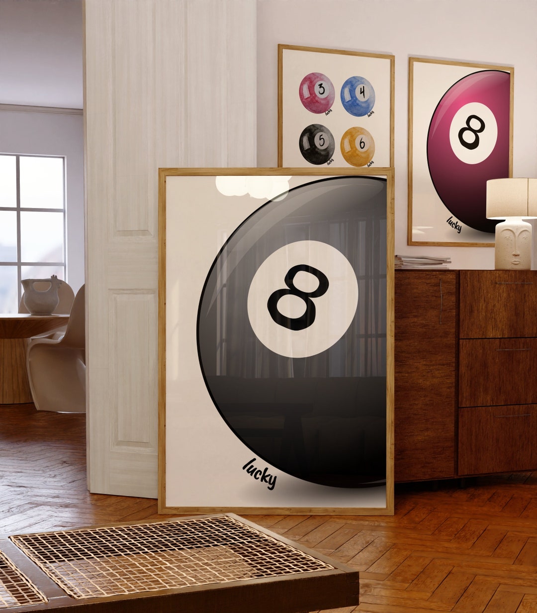 8 Pool Ball Retro Print Retro Hand-drawn Wall Art Printable Wall Art ...