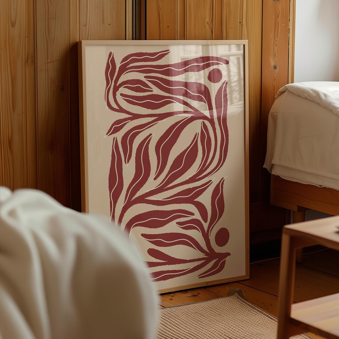 Red Botanical Print: Abstract Boho Wall Art (digital Download) - Etsy UK