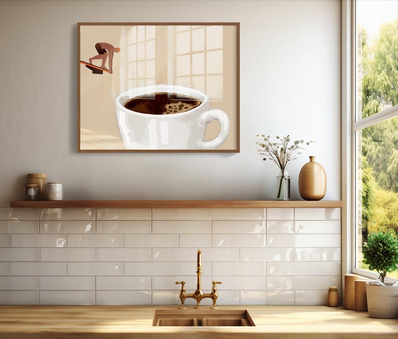 Coffee Diver Art Print: Modern Kitchen Decor (digital Download) - Etsy