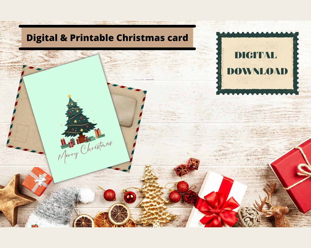 Printable Merry Christmas Card, Digital Card, Printable Merry Christmas ...