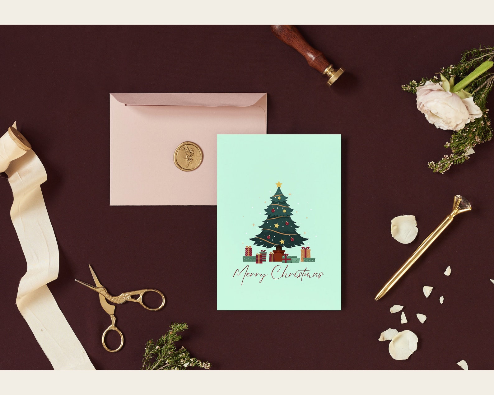 Printable Merry Christmas Card, Digital Card, Printable Merry Christmas ...