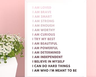 Daily Affirmations Modern Black Digital Download Wall Art ...