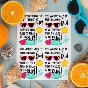 Teacher Appreciation Digital Download Cards - Summer Fun Theme. Cute ...