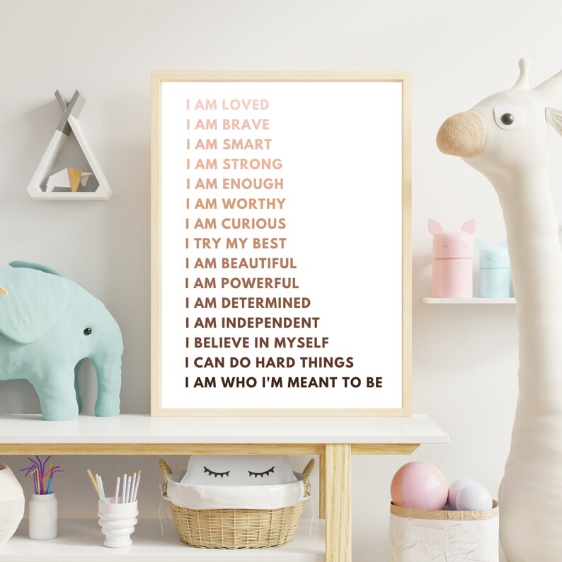 Daily Affirmations Print Digital Download Wall Art - Natural ...