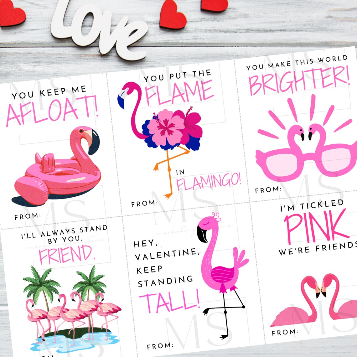 Kids Pink Flamingo Valentines Digital Download - Cute Flamingo Pink for ...
