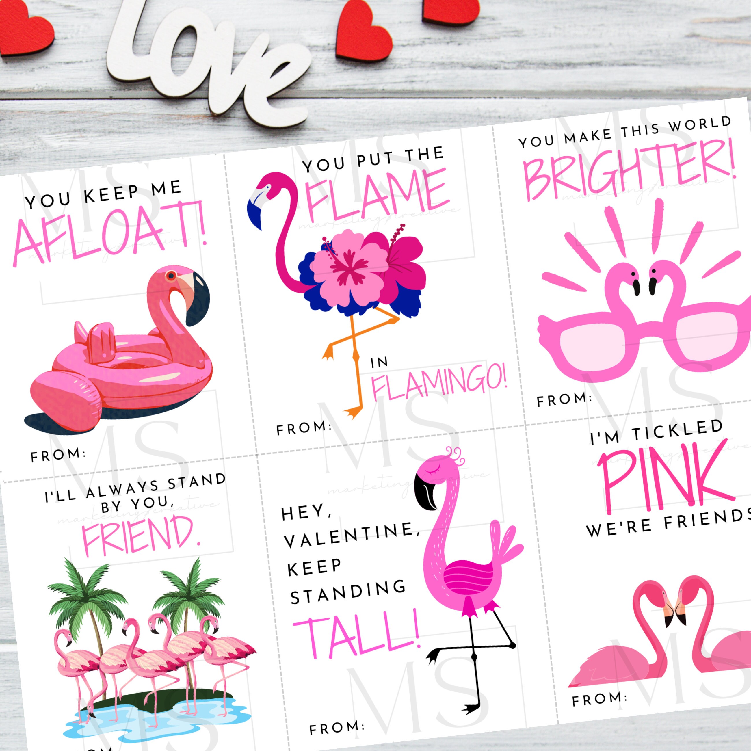 Kids Pink Flamingo Valentines Digital Download - Cute Flamingo Pink for ...