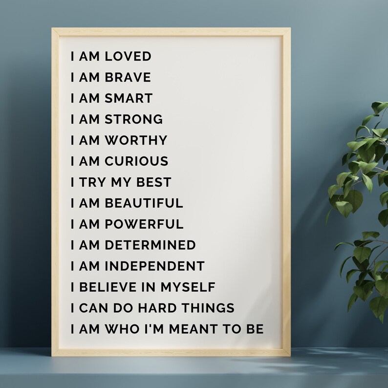 Daily Affirmations Modern Black Digital Download Wall Art ...