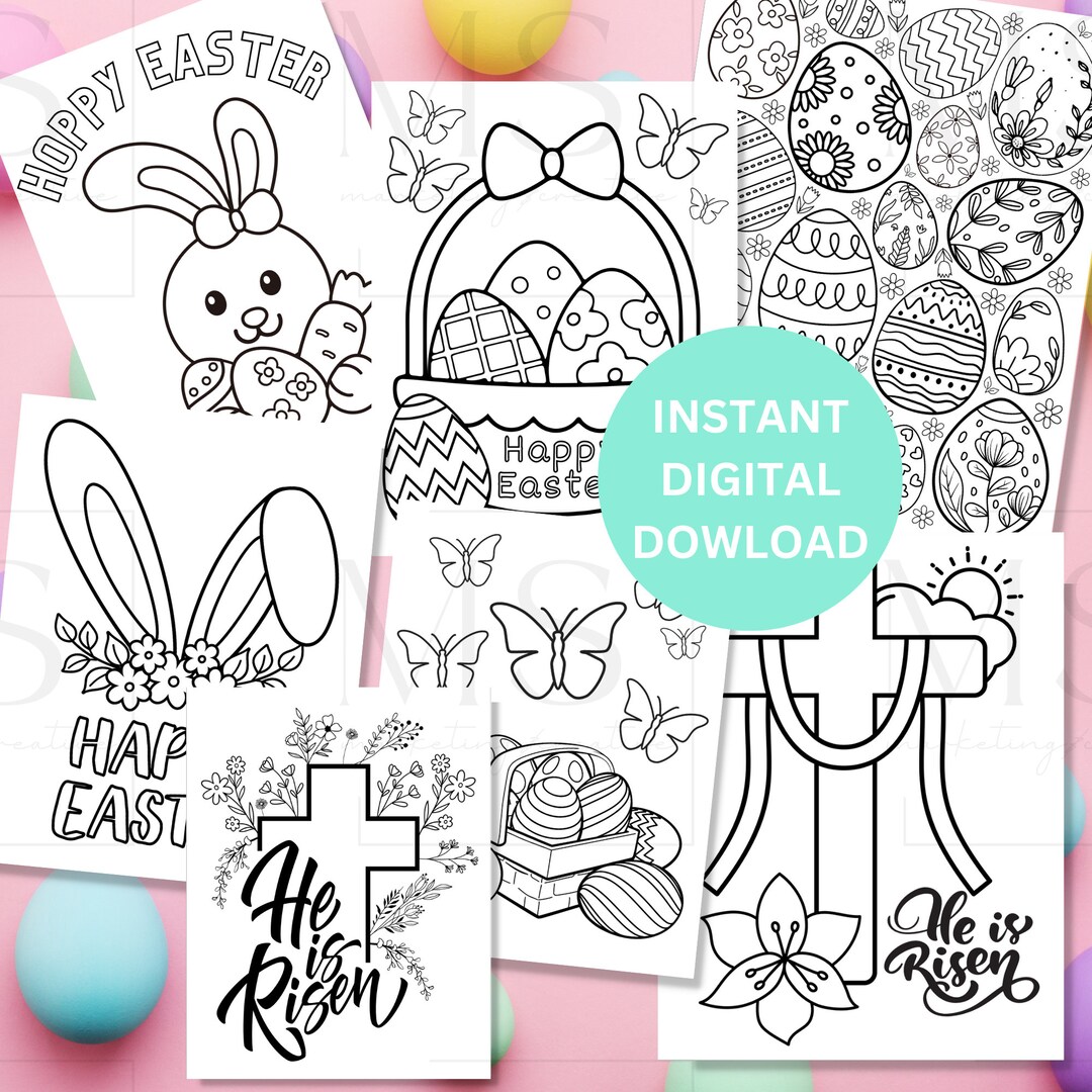 Easter Coloring Pages - All Ages Coloring Digital Download - Multiple ...