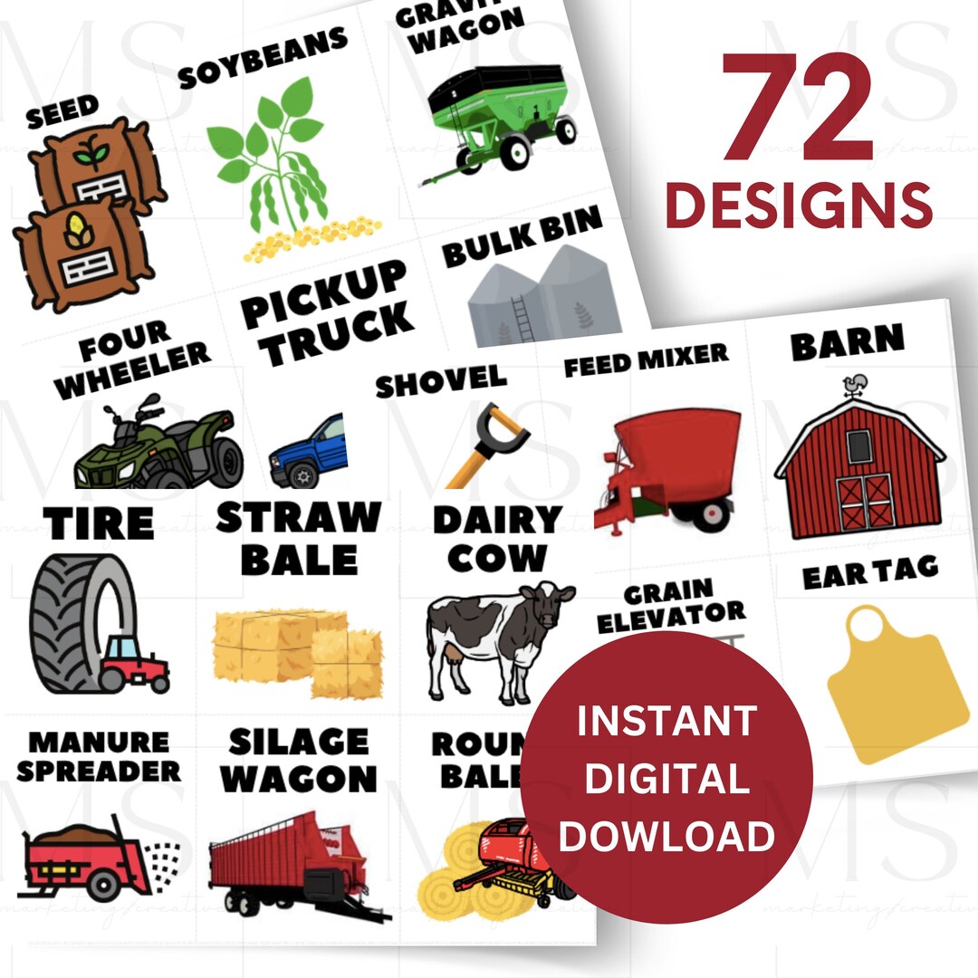 Kids Farm Flashcards or Matching Game Digital Download - Cute Farm ...