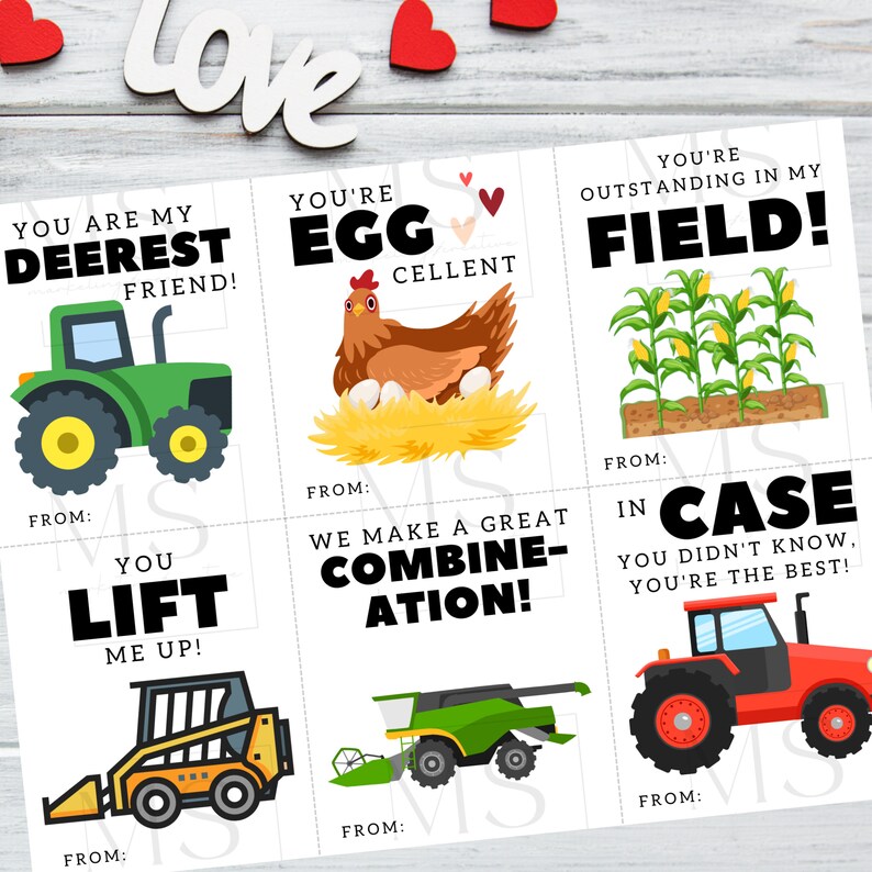 Kids Farm Valentines Digital Download - Cute Farm Animals for Boys ...
