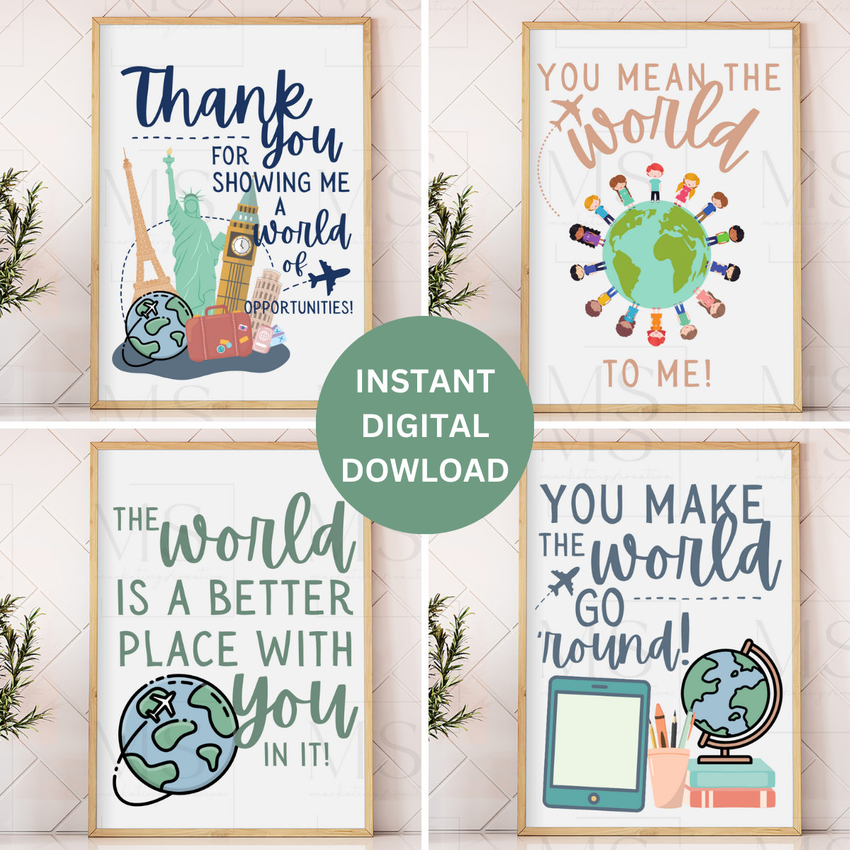 Teacher Appreciation Digital Download Posters - Around the World Theme ...