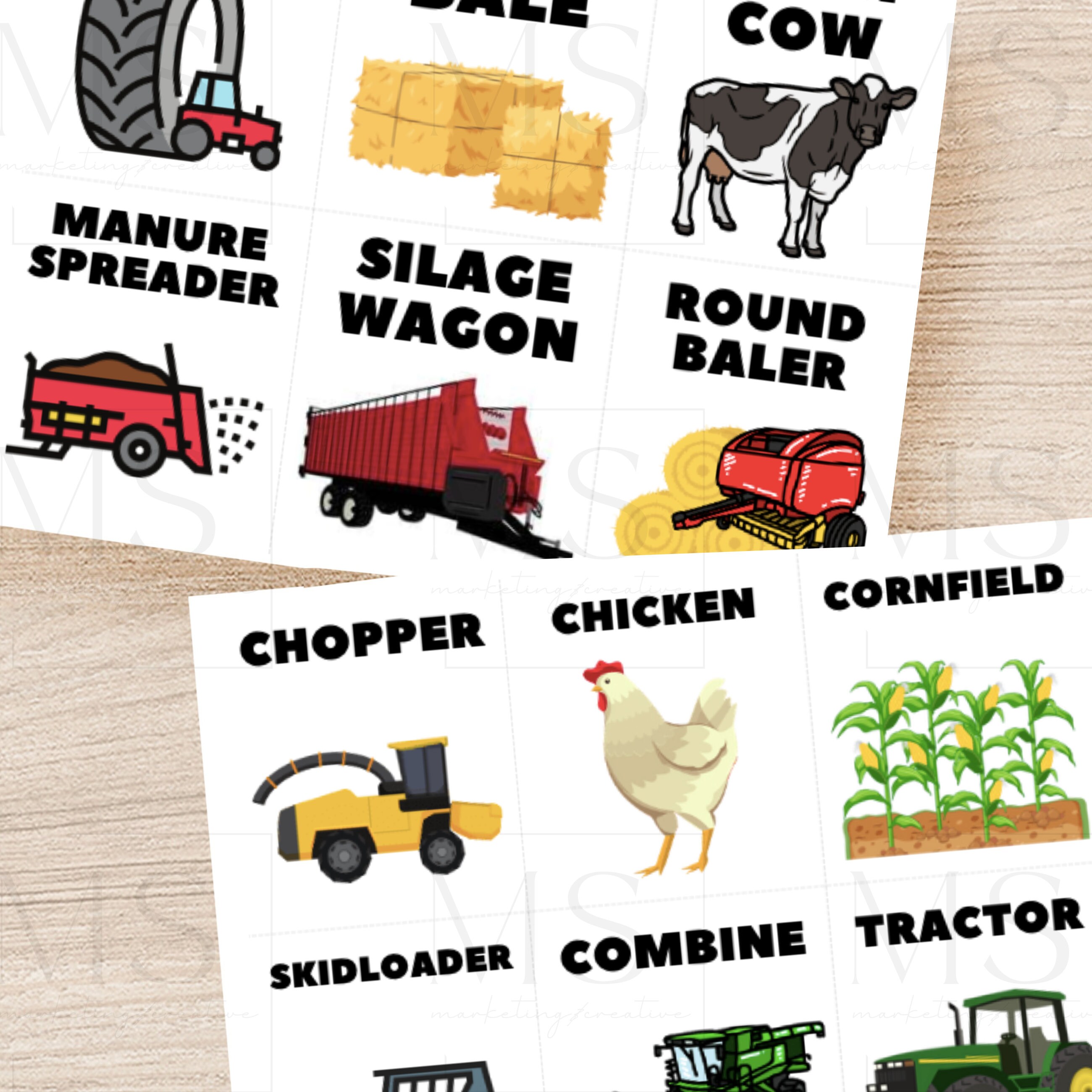 Kids Farm Flashcards or Matching Game Digital Download - Cute Farm ...