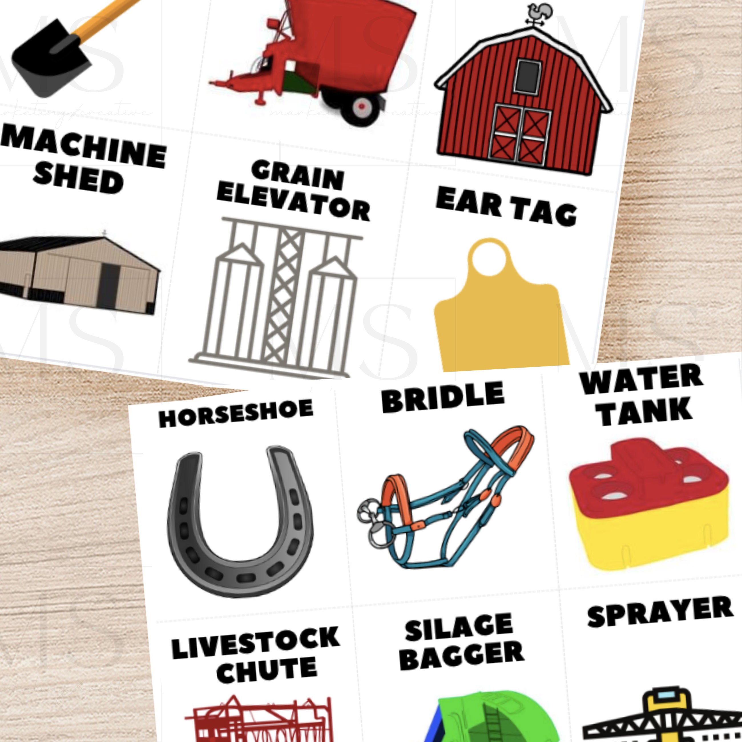 Kids Farm Flashcards or Matching Game Digital Download - Cute Farm ...