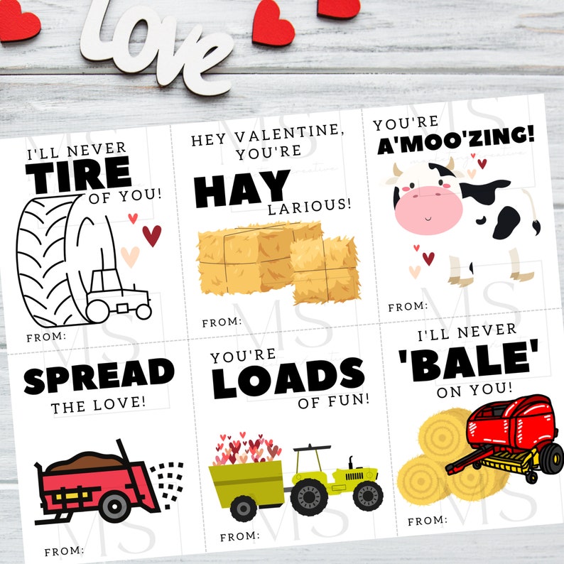 Kids Farm Valentines Digital Download - Cute Farm Animals for Boys ...