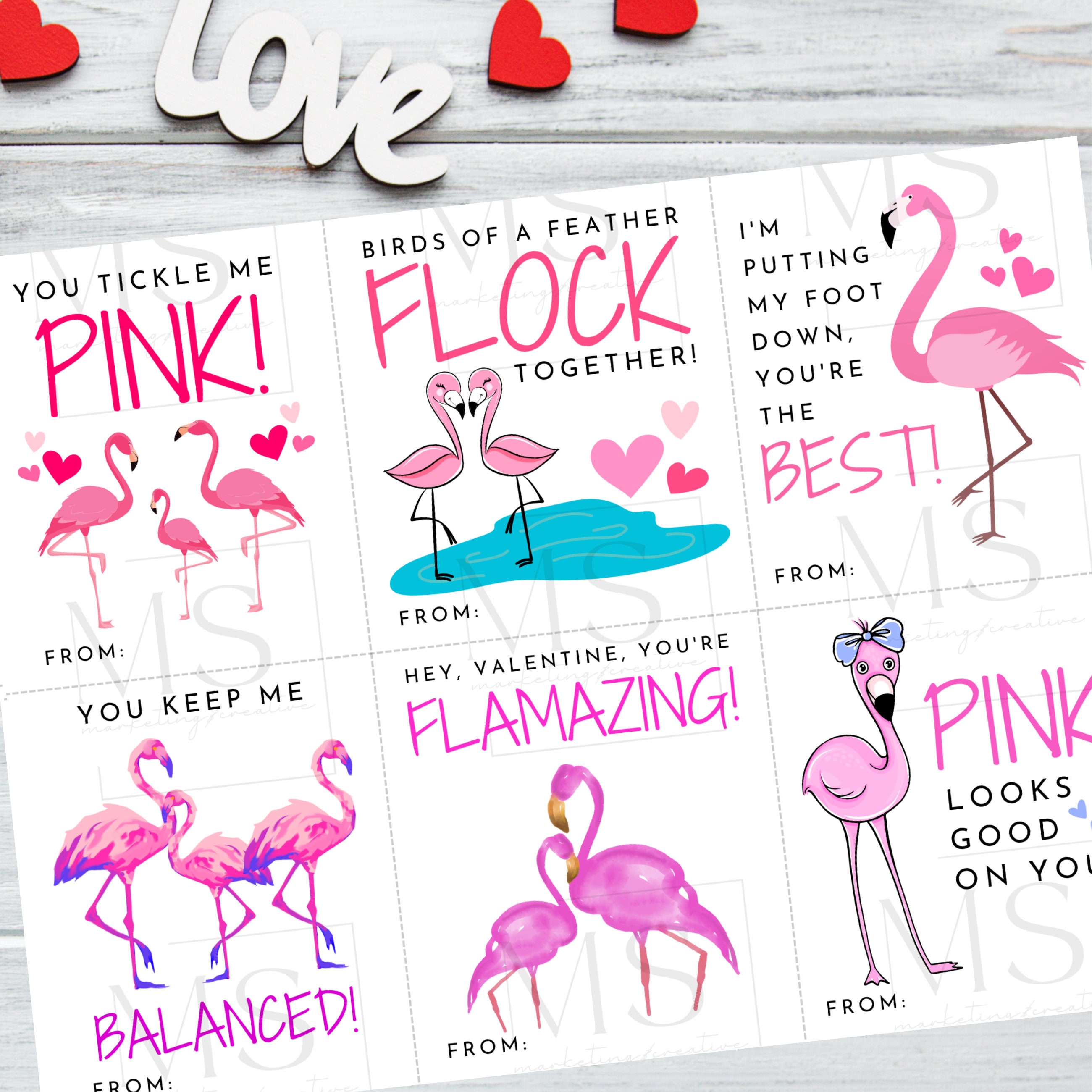 Kids Pink Flamingo Valentines Digital Download - Cute Flamingo Pink for ...