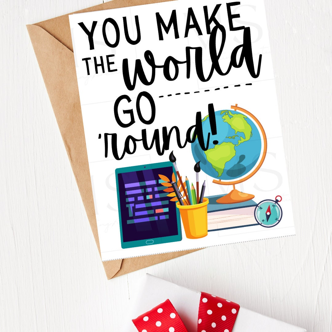 Teacher Appreciation Digital Download Cards - Around the World Theme ...