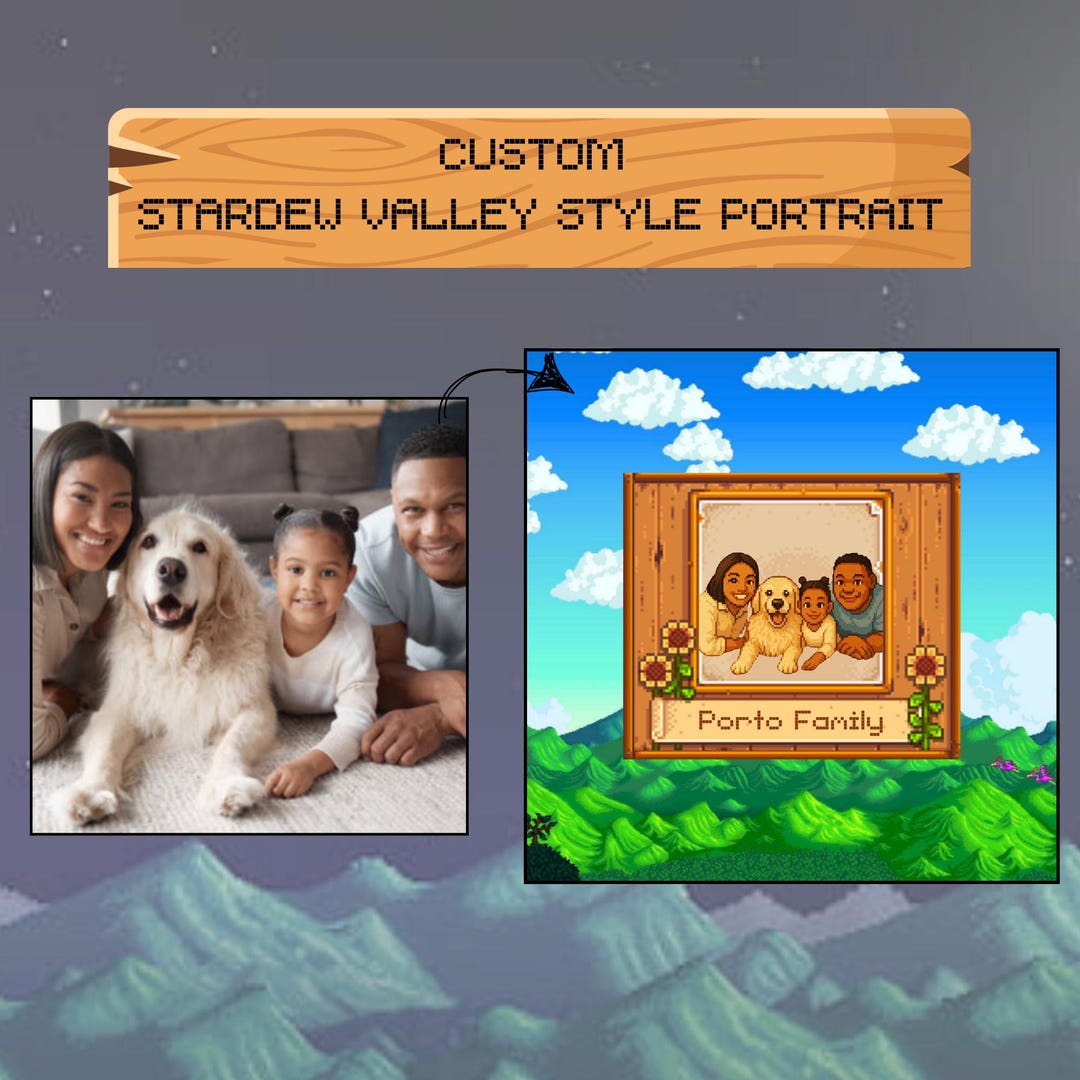 Custom Family & Couple Stardew Valley Portraits, Personalized Stardew ...