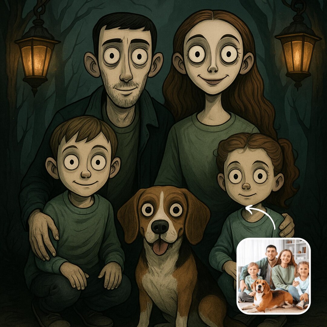 Custom Gothic Family Portrait, Spooky Halloween Gift - Etsy