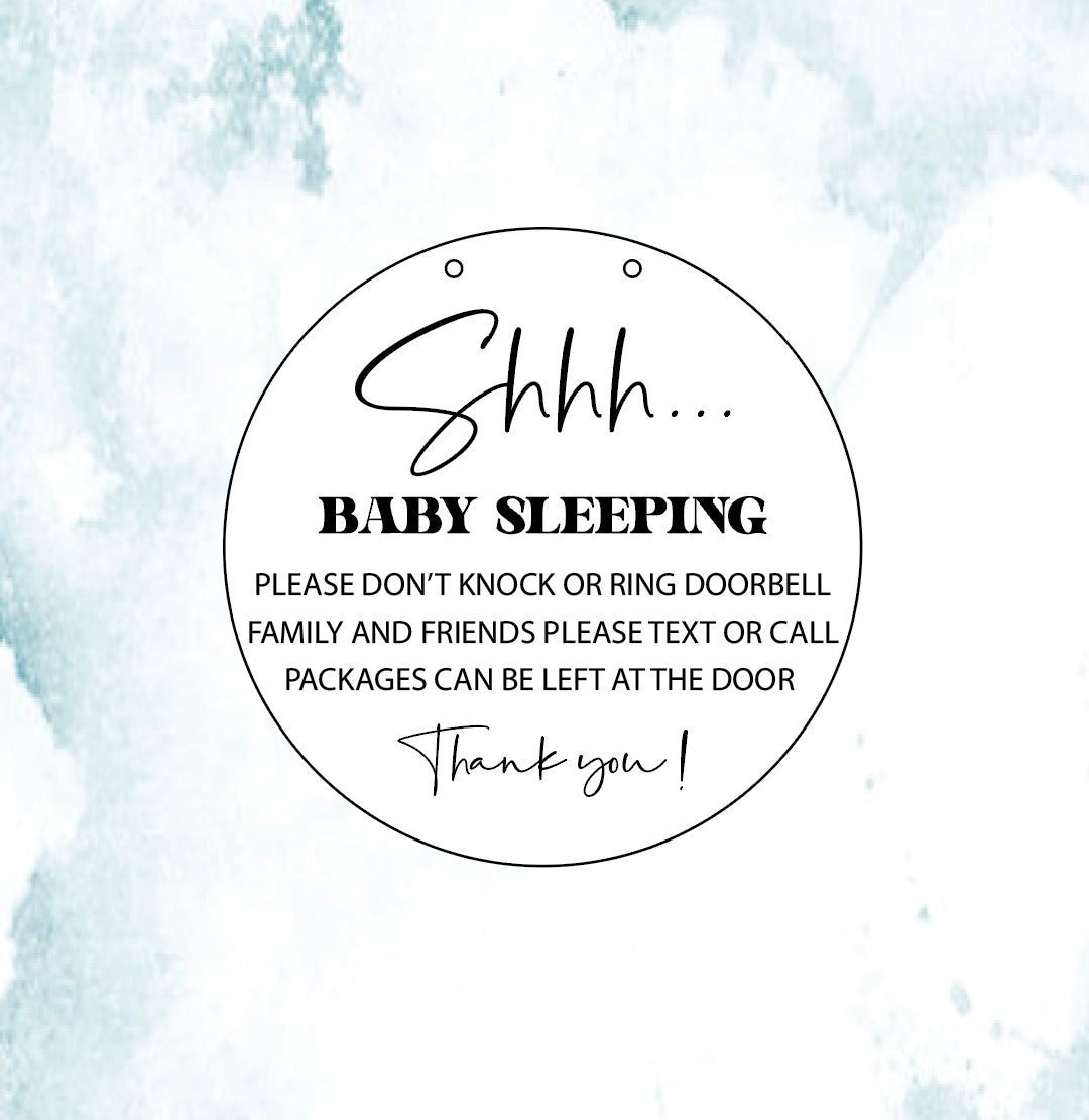 Baby Sleeping Sign, Do Not Knock Sign, Don't Ring Doorbell Sign, Shhh ...