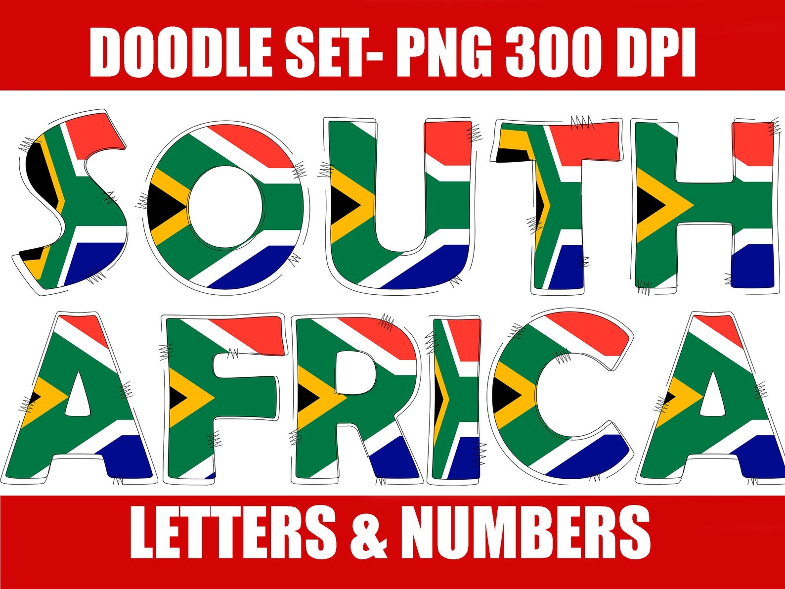 South Africa Alphabet Letters and Numbers PNG Bundle, 36 Files of South ...