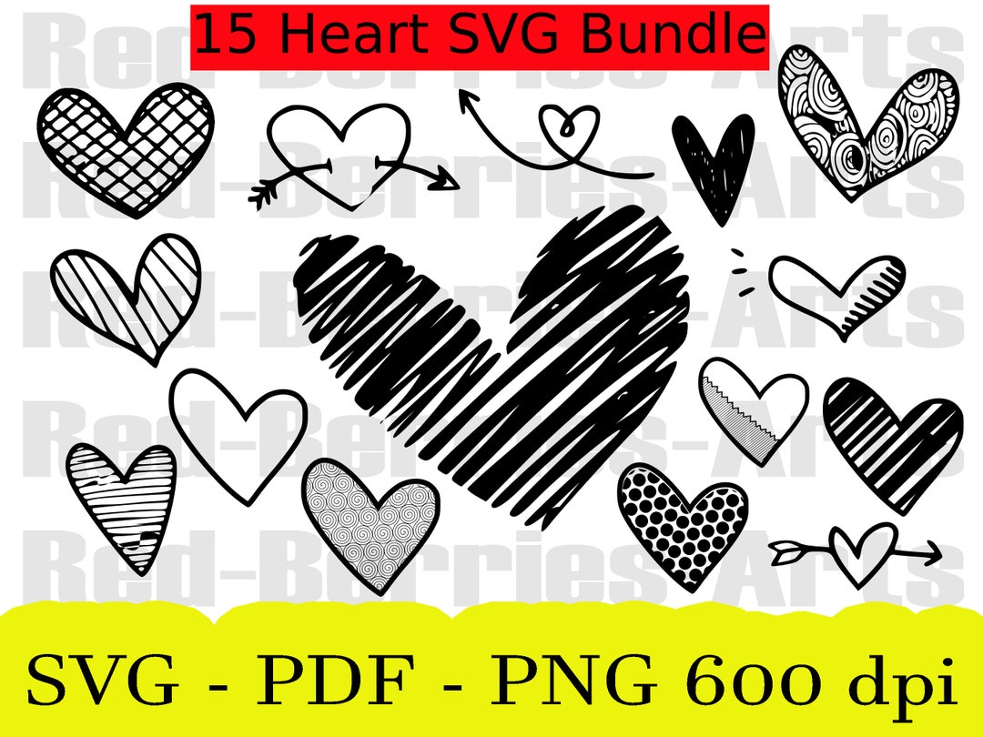 15 Doodle Heart Svg Bundle Heart Sticker Svg Doddle Hearts - Etsy