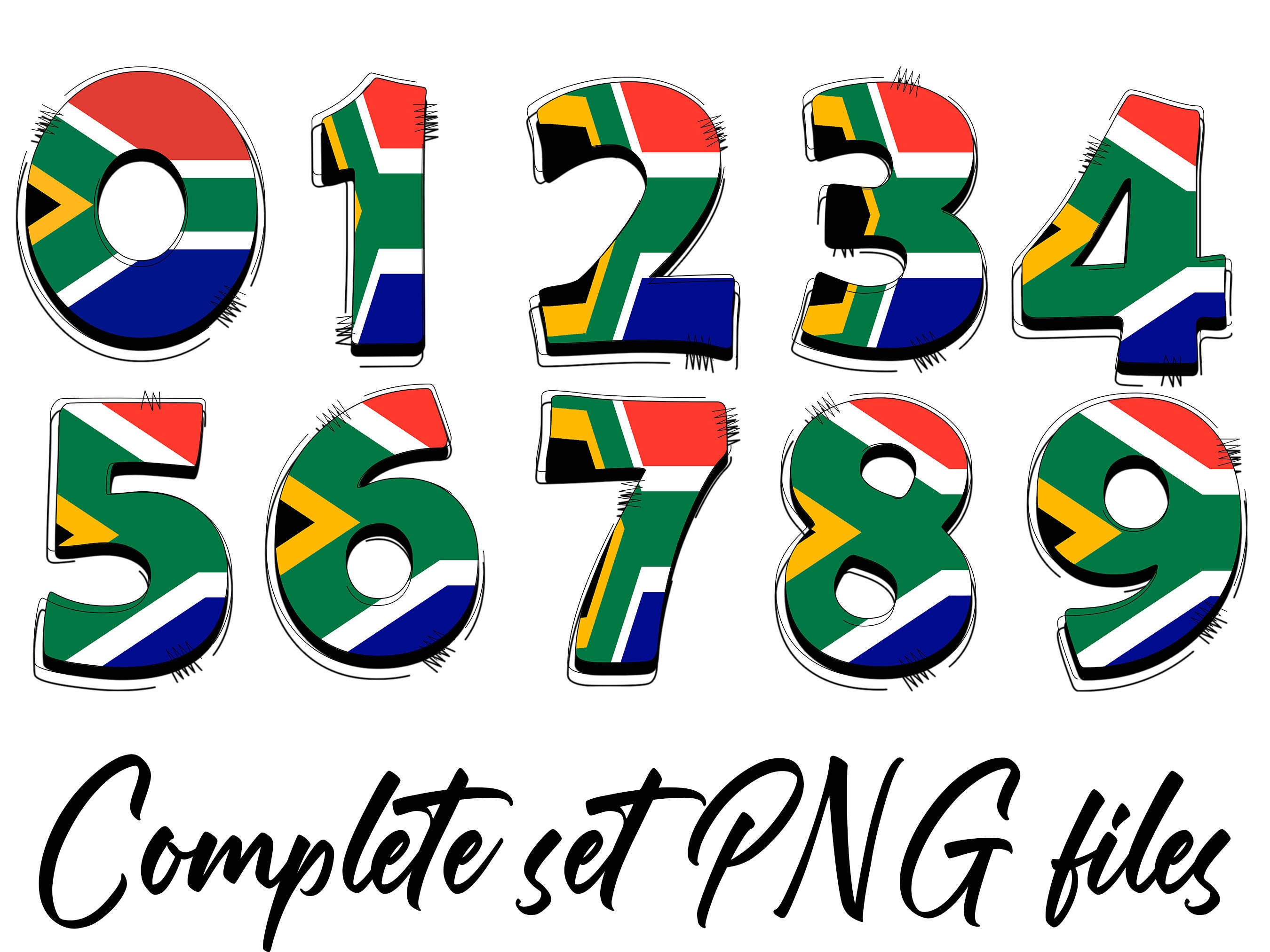 South Africa Alphabet Letters and Numbers PNG Bundle 36 Files - Etsy
