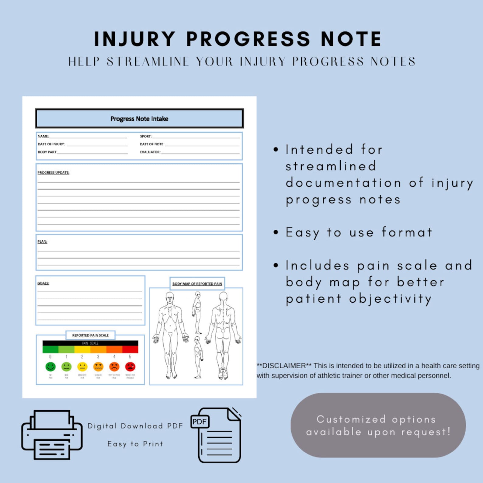 Athletic Training Template: SOAP Note and Progress Note - Etsy
