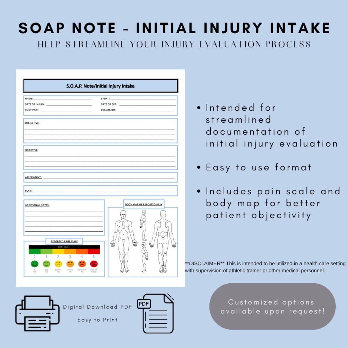 Athletic Training Template: SOAP Note and Progress Note - Etsy