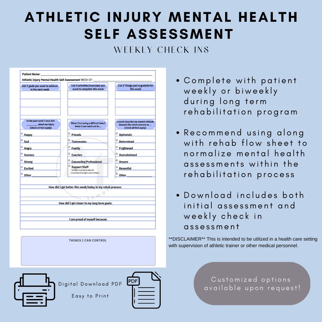 Athletic Training Template: Injury Mental Health Check Ins - Etsy