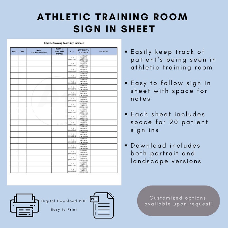 Athletic Training Template: Athletic Training Room Sign in Sheets ...