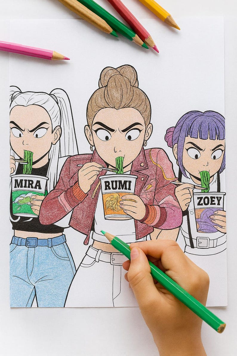 K-pop Demon Hunters Coloring Book | Anime Digital Coloring Pages ...