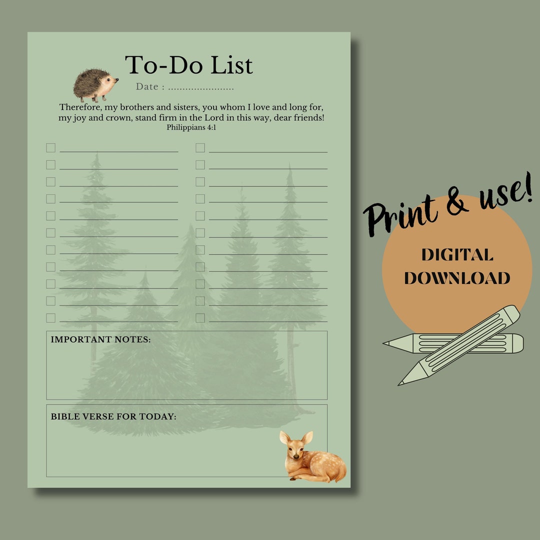 Printable Christian Checklist Christian Daily Planner Christian ...