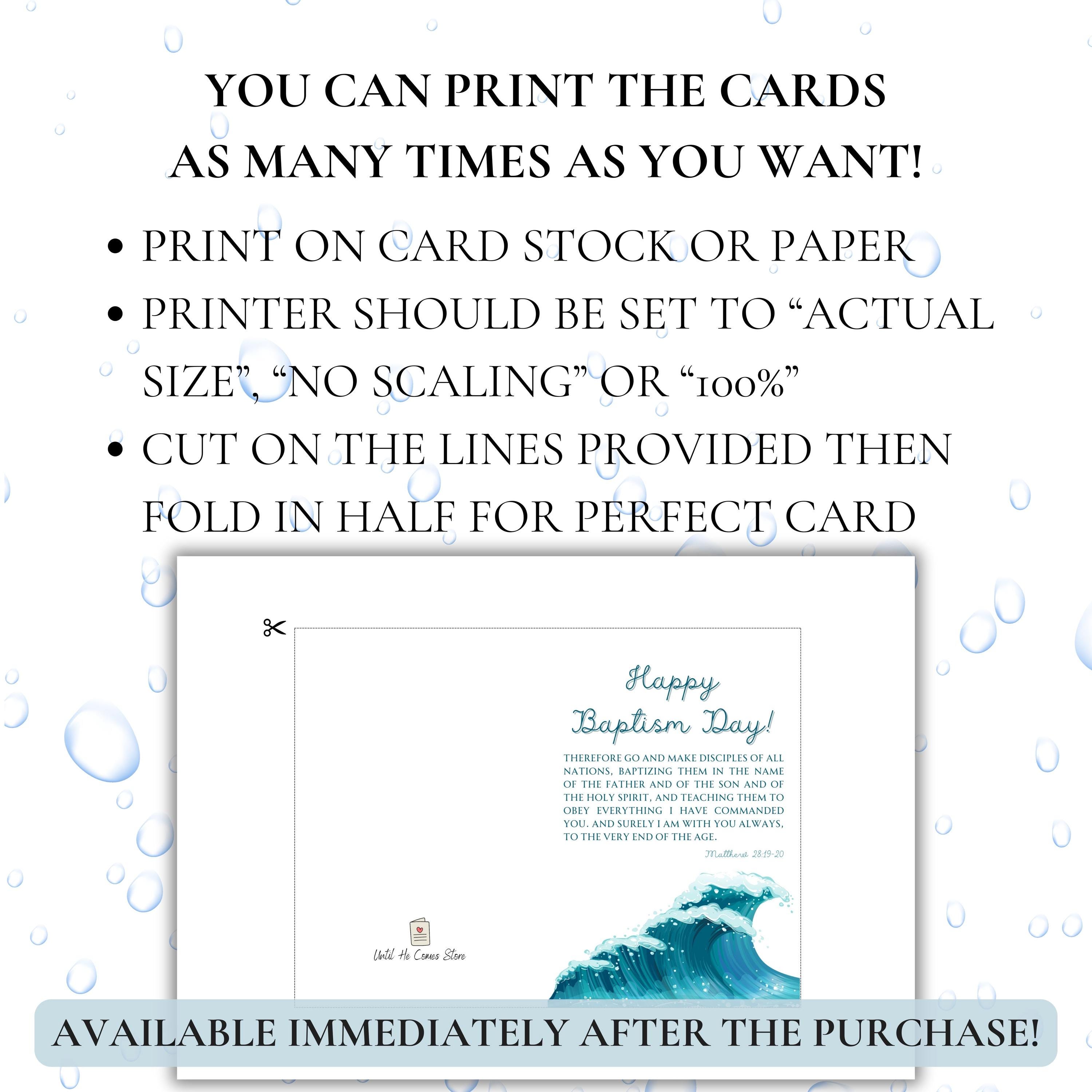 Downloadable Baptism Card Set Baptism Wishes Baptism Bible Gift Baptism ...