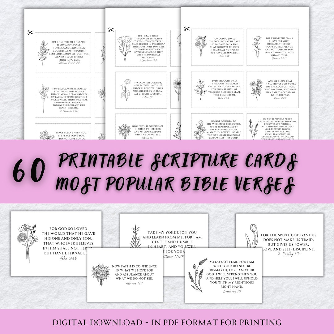 60 Downloadable Bible Cards for Printing With Popular Bible Verses ...