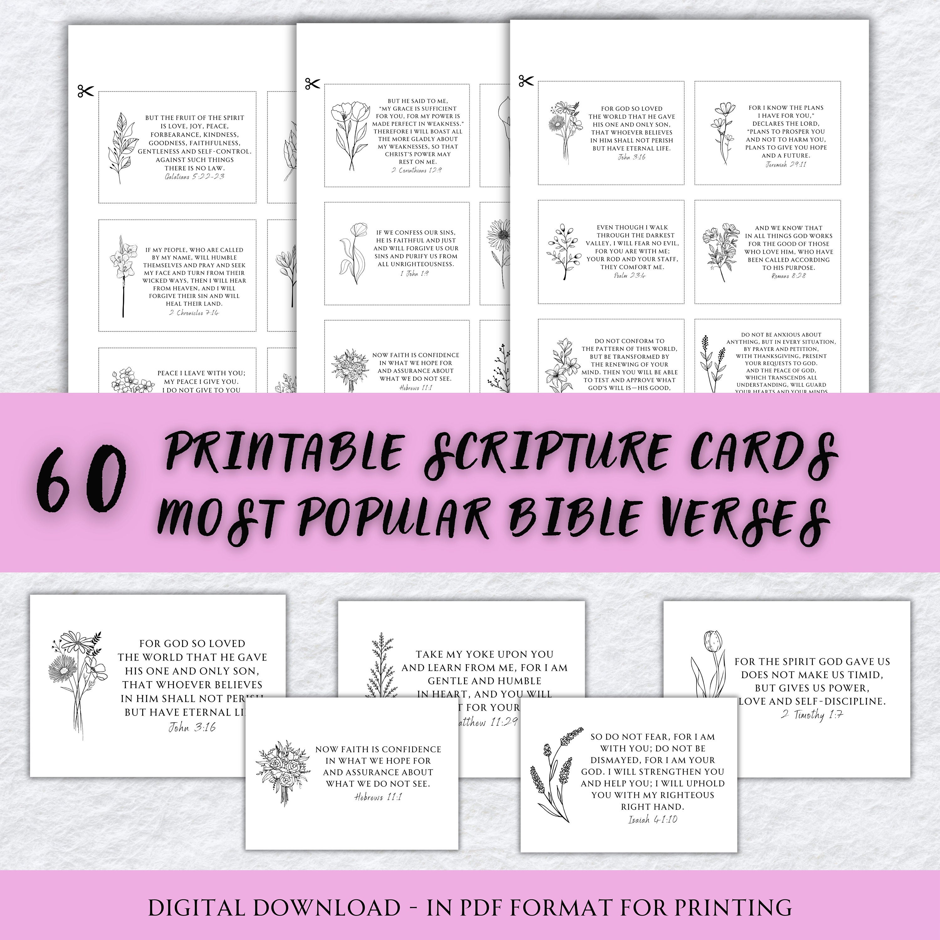 60 Downloadable Bible Cards for Printing With Popular Bible Verses ...