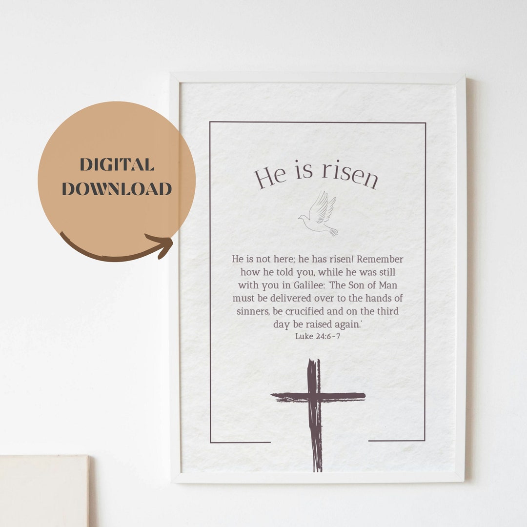 He is Risen Poster Easter Christian Decoration Downloadable Easter ...