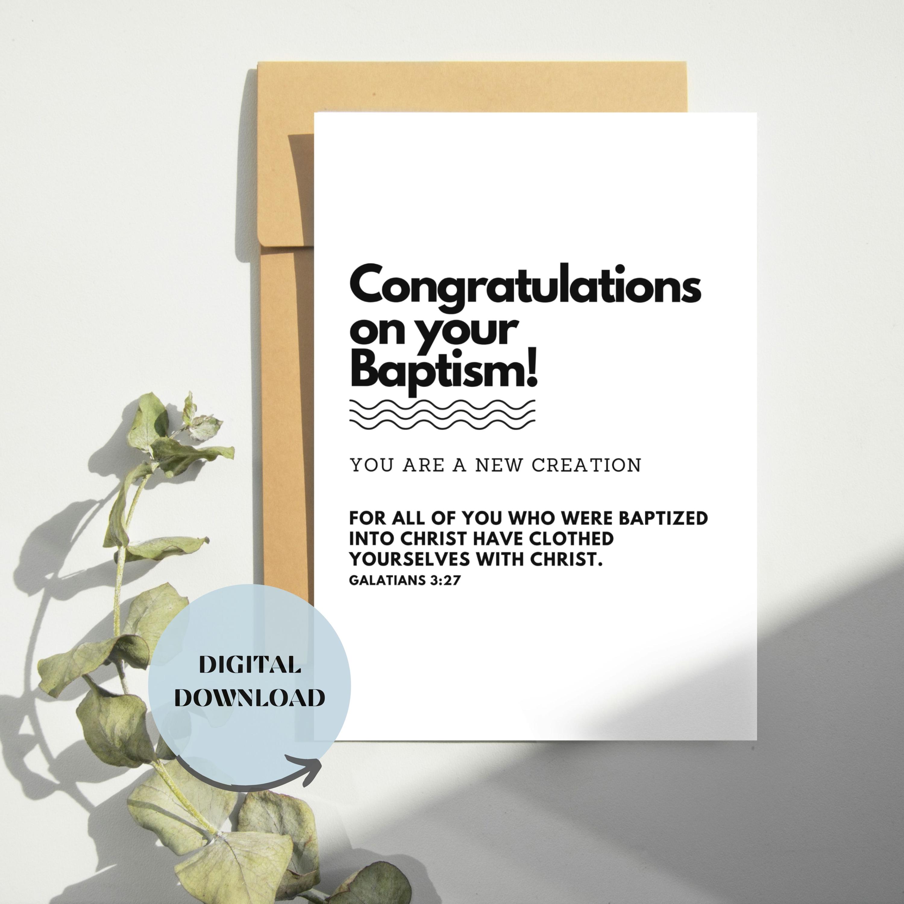 Downloadable Baptism Card Set Baptism Wishes Baptism Bible Gift Baptism ...