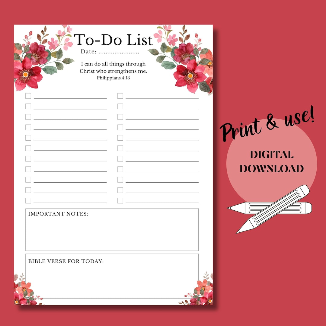 Printable Christian Checklist Christian Daily Planner Christian ...