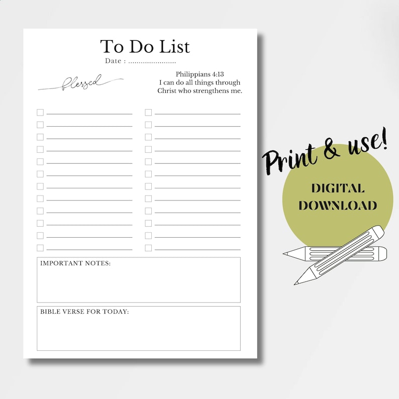 Printable Christian Checklist Christian Daily Planner Christian ...