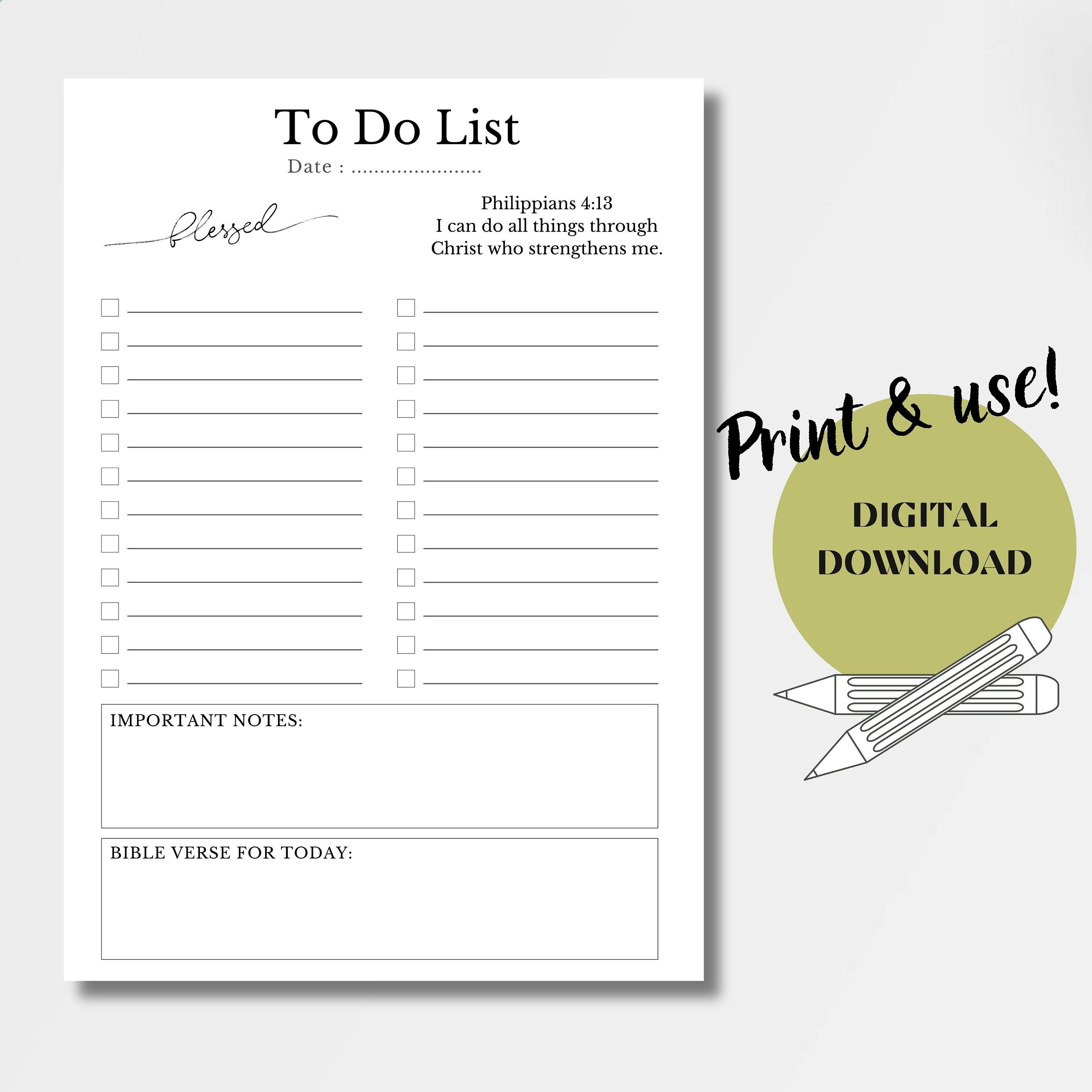 Printable Christian Checklist Christian Daily Planner Christian ...
