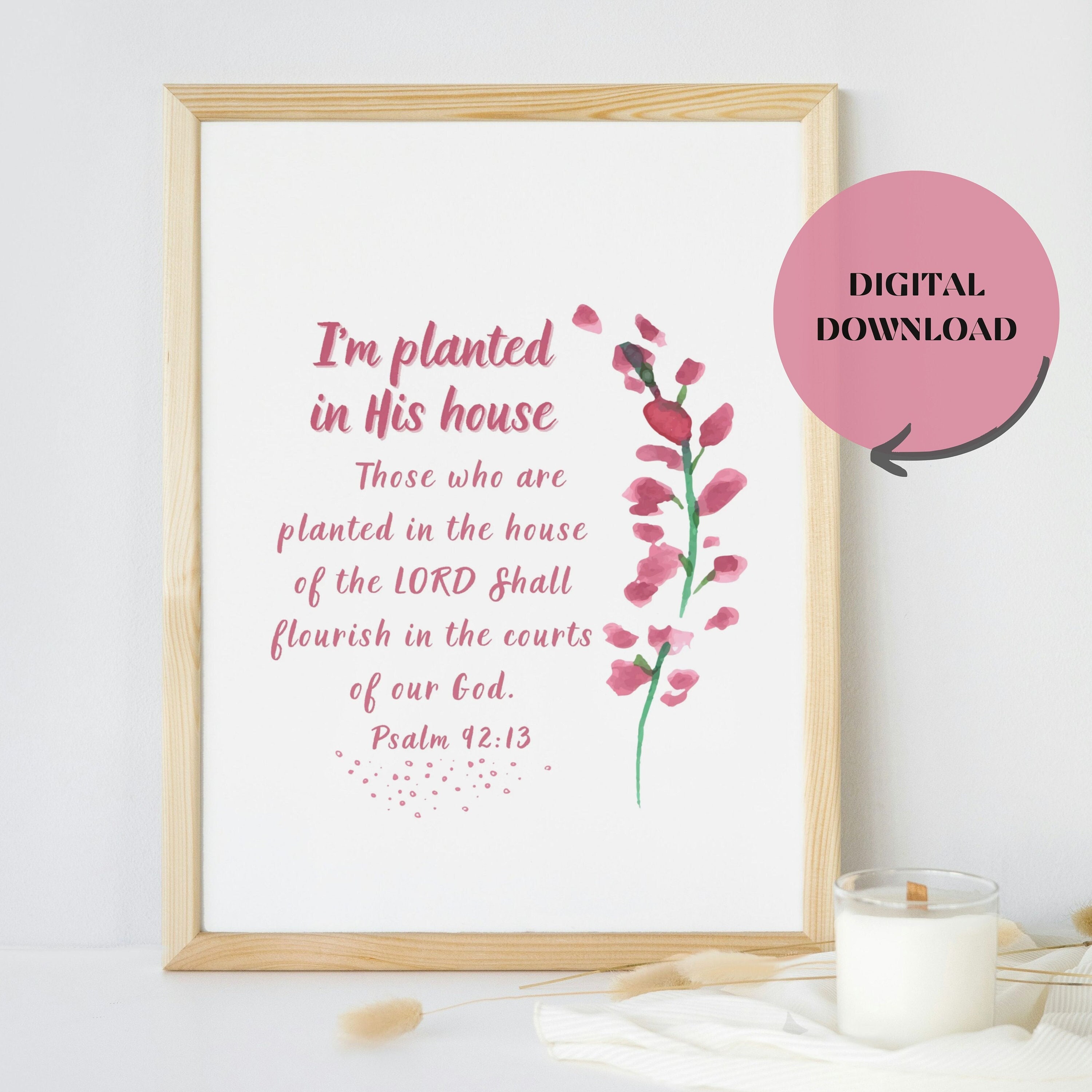 Christian Wall Art Printable Poster Psalm 92:13 Bible Print Christian ...