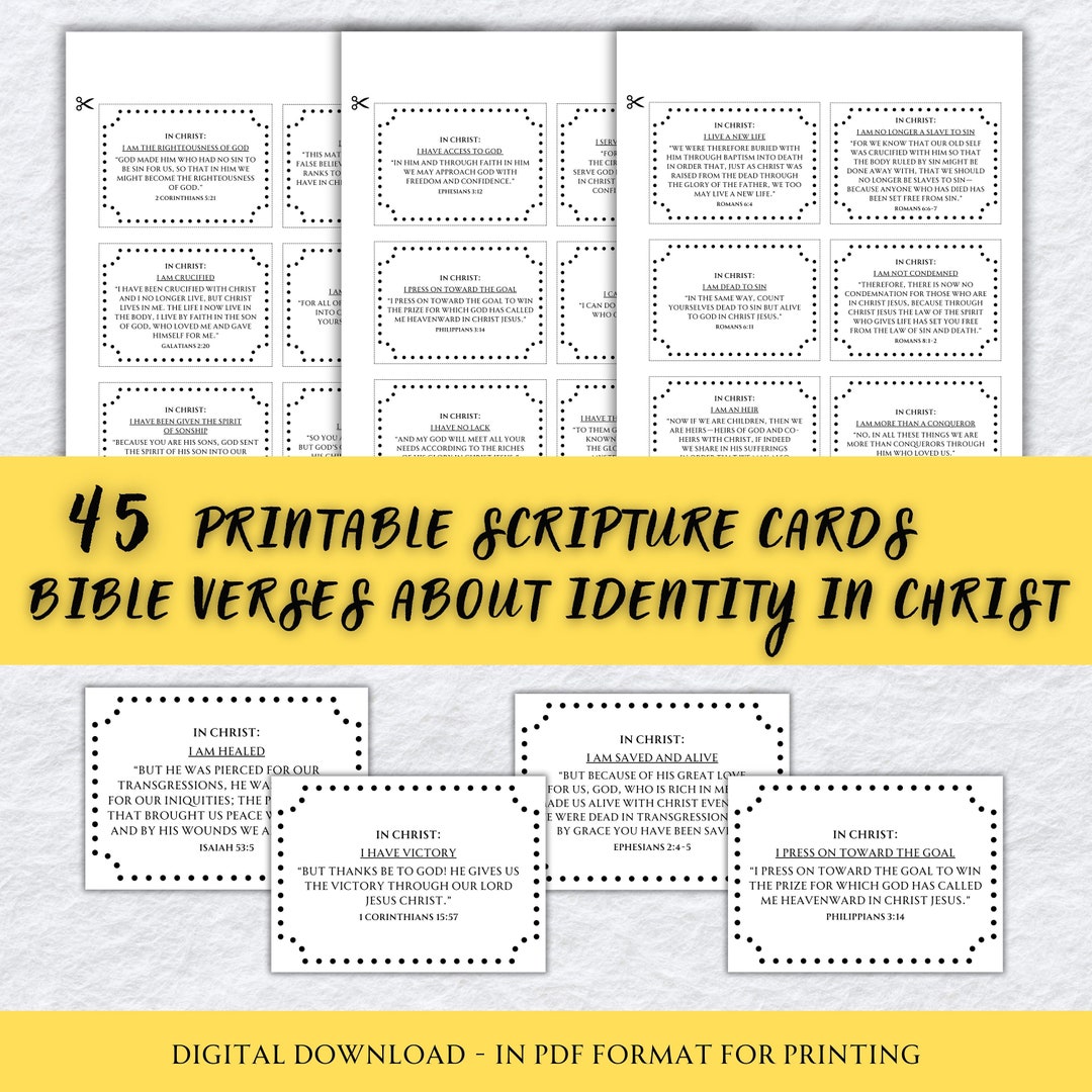 45 Downloadable Bible Cards for Printing Declarations of Identity in ...