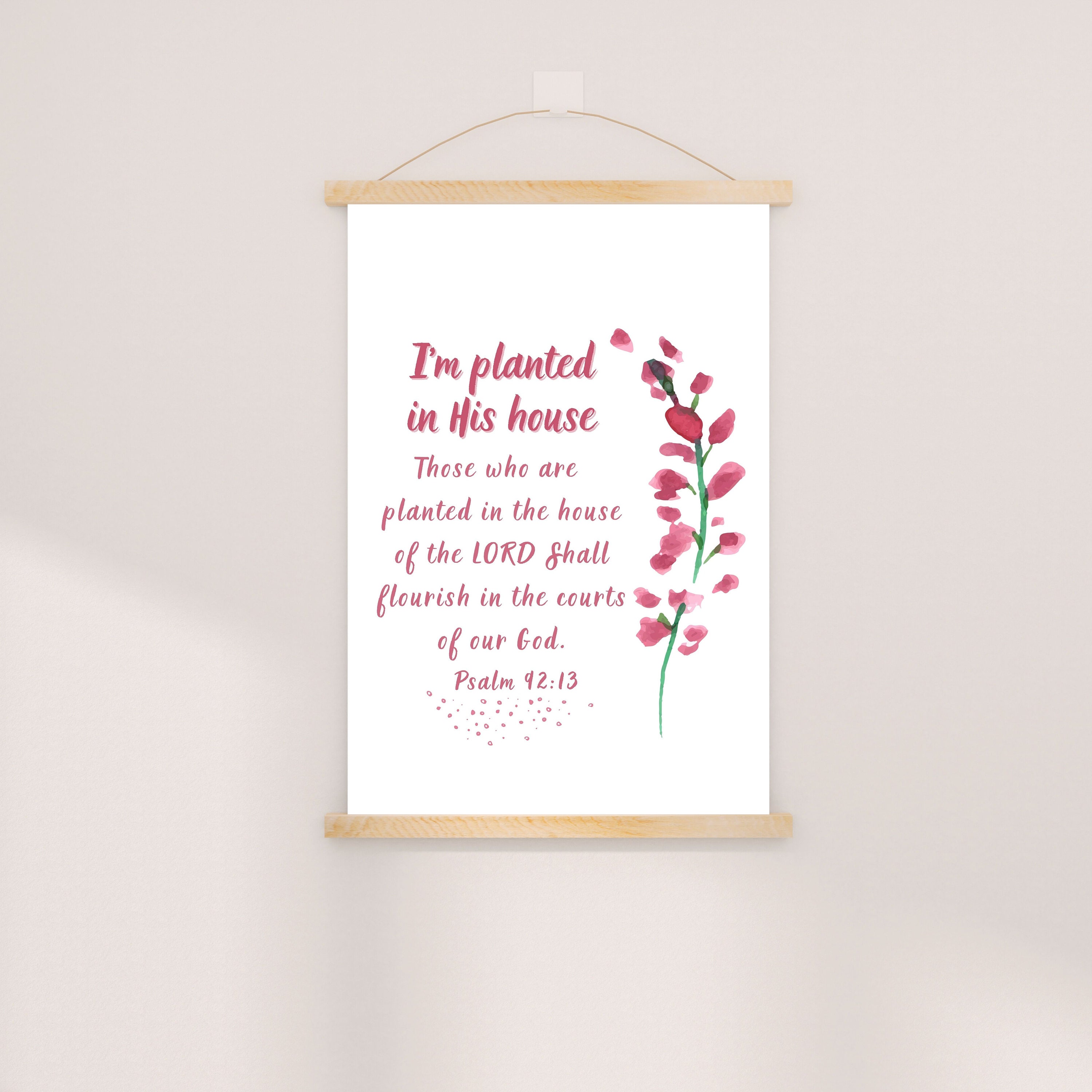 Christian Wall Art Printable Poster Psalm 92:13 Bible Print Christian ...