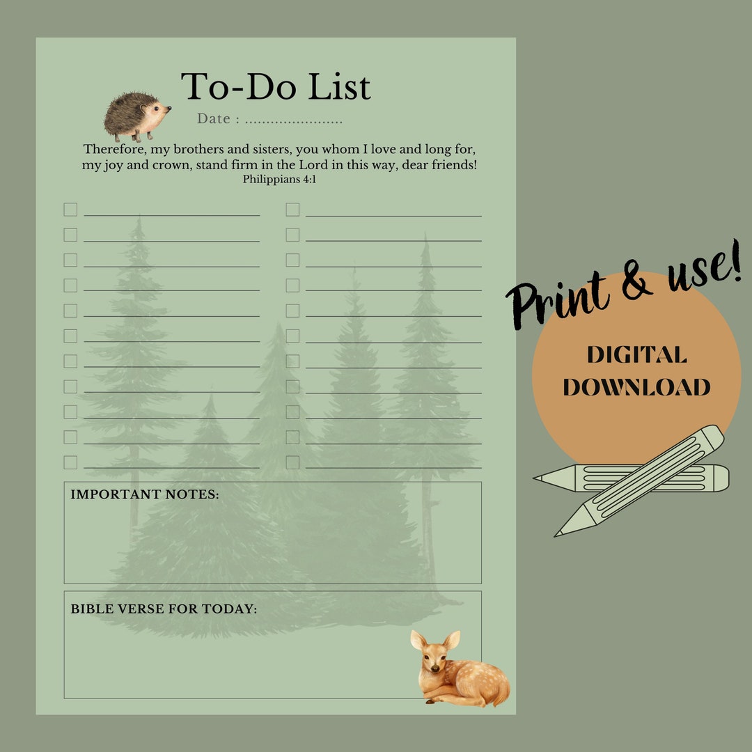 Christian To-do List Digital Download Instant Printable Daily - Etsy