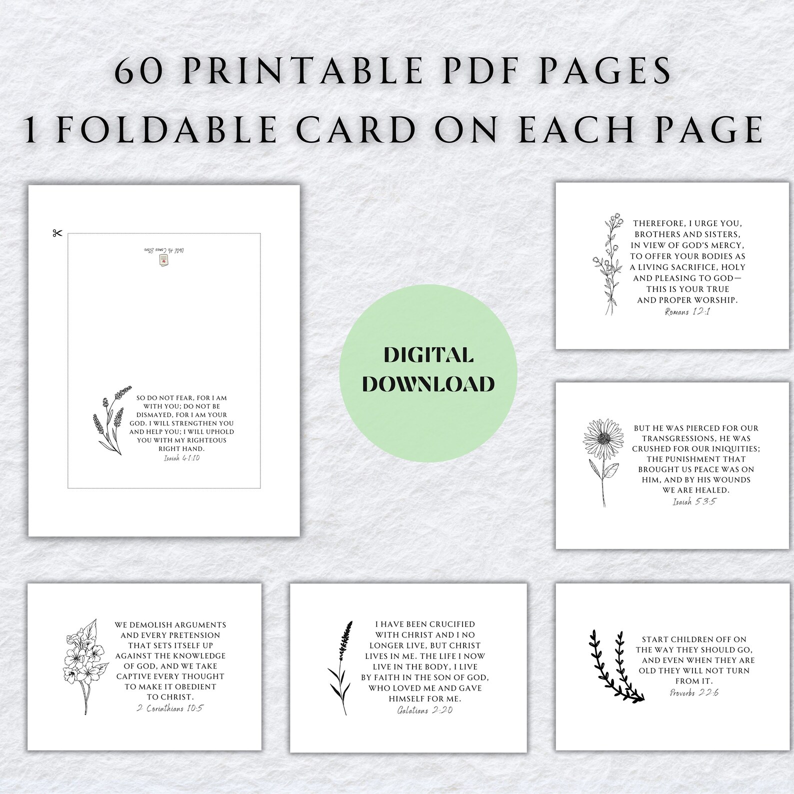 60 Christian Greeting Cards Set With Most Popular Bible Verses ...