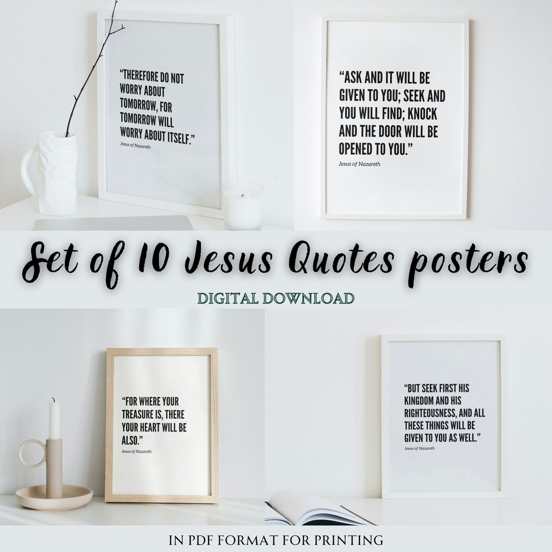 Christian Wall Art Printable Set of 10 Jesus' Quotes Statements of ...