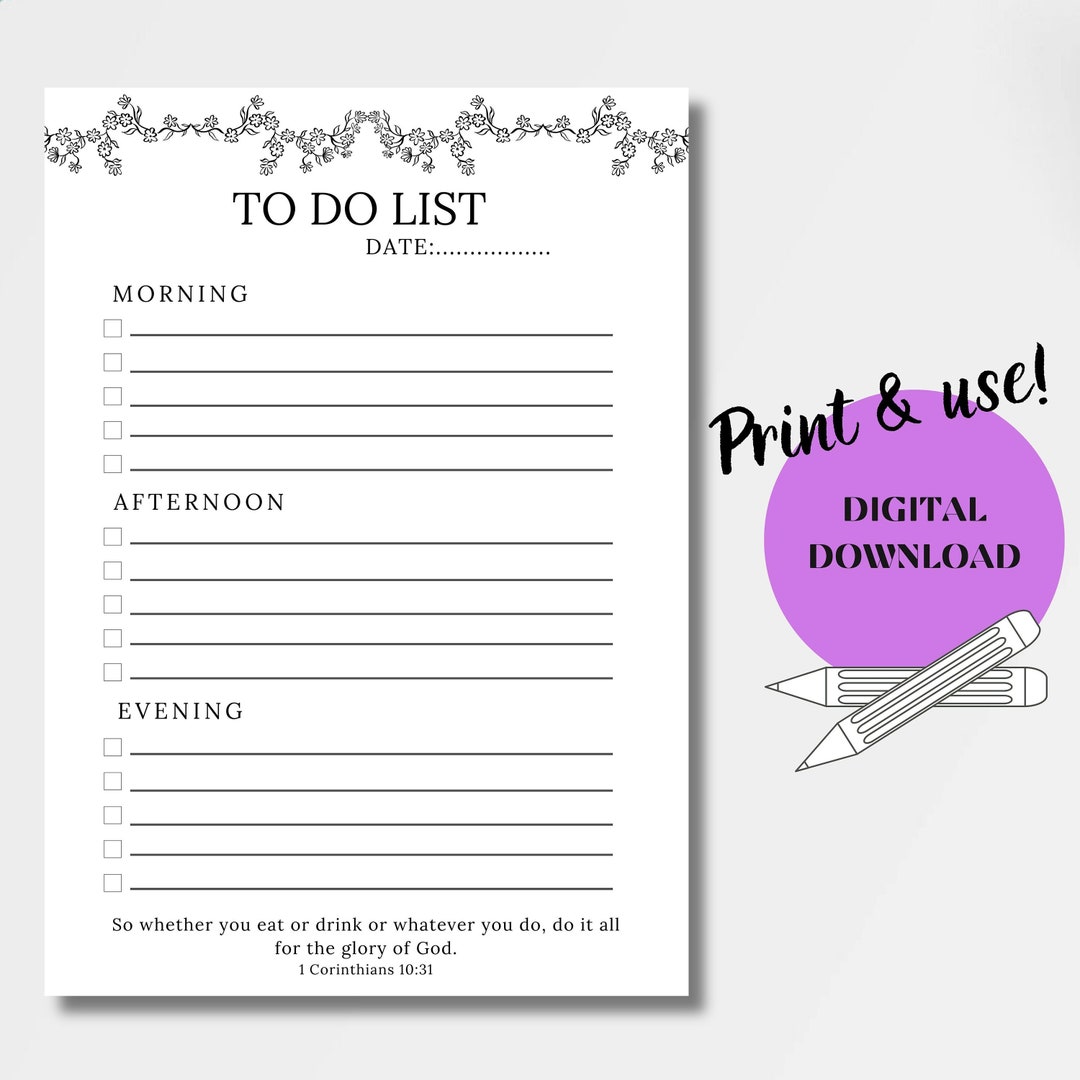 Printable Christian Checklist Christian Daily Planner Christian ...